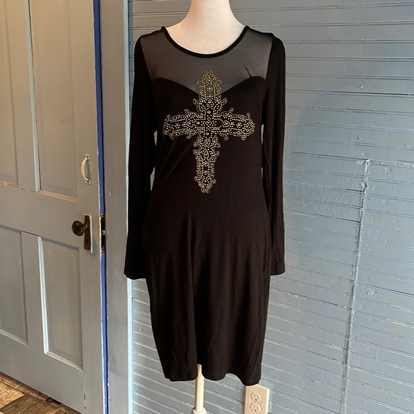 Dots | Dresses | Spandex Tight Blinged Huge Cross Dress Very Low Cut ...